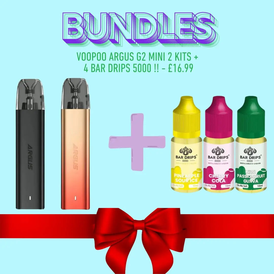 Voopoo Argus G2 Mini 2-Pack + 5 Bar Drips 5000 Bundle – Washington Vapes UK